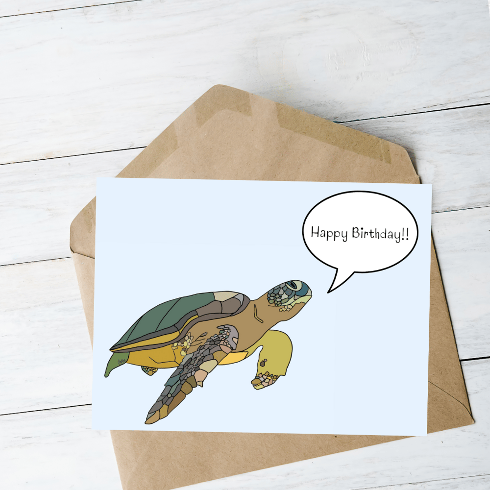 Happy Birthday Sea Turtle – Artwork By Sophia